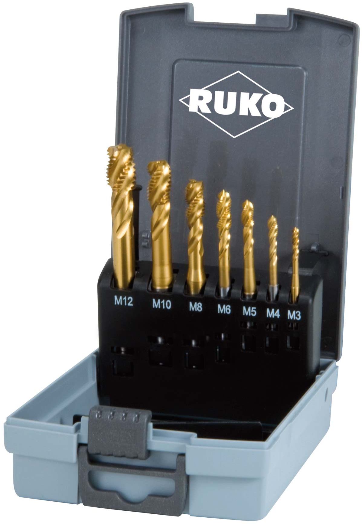 Набор резьбонарезной M3-M12, HSS-G TiN, DIN 371/376 Ruko 245066RO, 7 предметов, метрическая ...