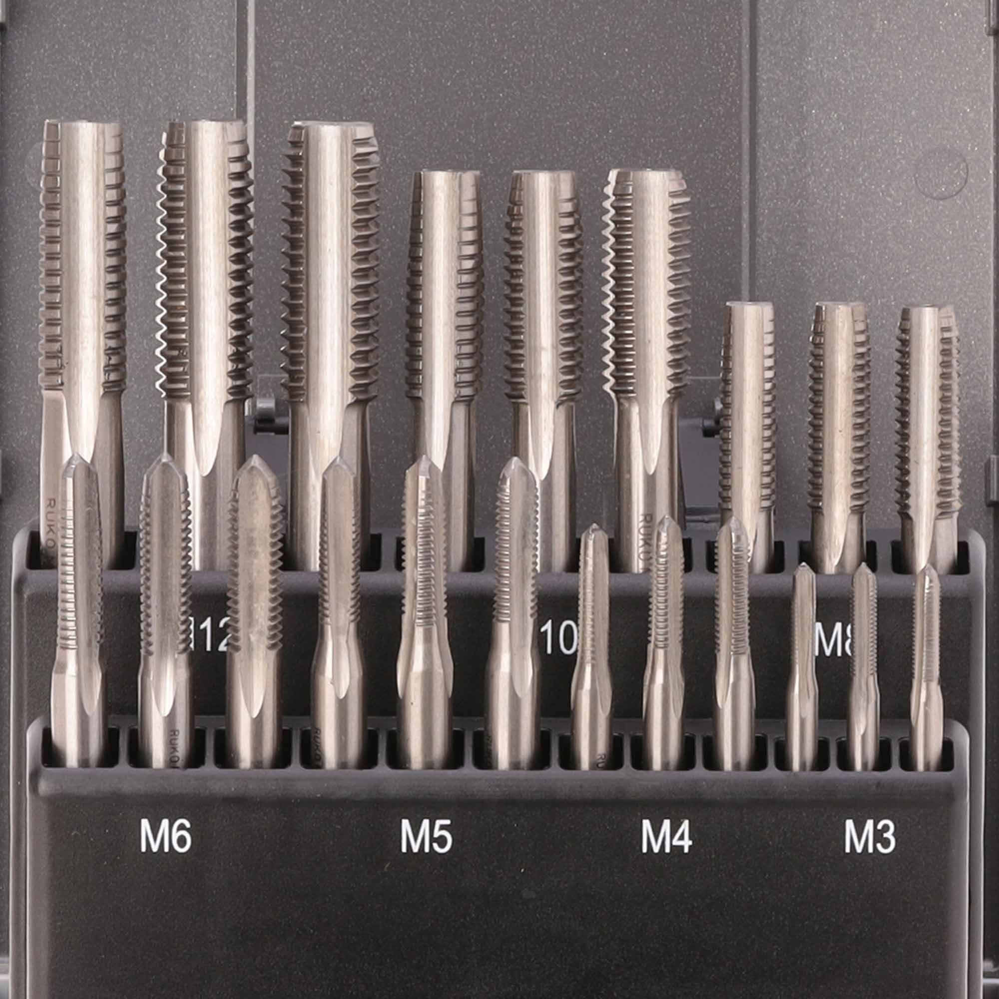 Набор резьбонарезной M3-M12, HSS-G, DIN 352 Ruko 245001RO, 21 предмет, метрическая резьба купить ...