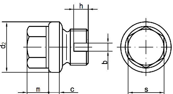 Пробка цилиндрическая с фланцем и дюймовой резьбой G3/4 " DIN 5586 form ...