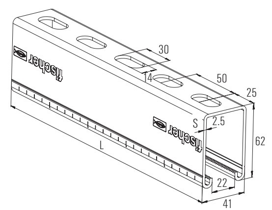 Профиль монтажный С-образный 62х2,5х6000 мм Fischer FUS 504457 ...
