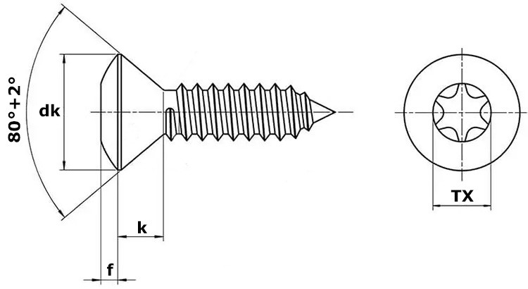 Нержавеющий саморез DIN 7983 form C шлиц Torx - купить в Крепком.